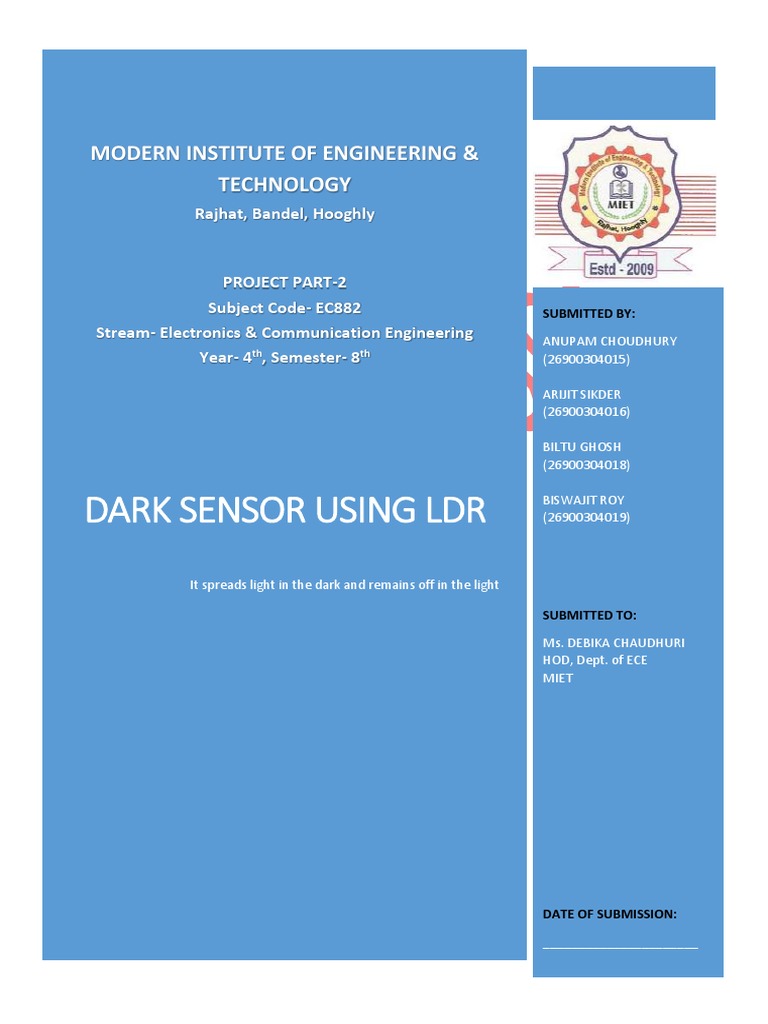 Dark Sensor Using LDR: Modern Institute of Engineering & Technology ...
