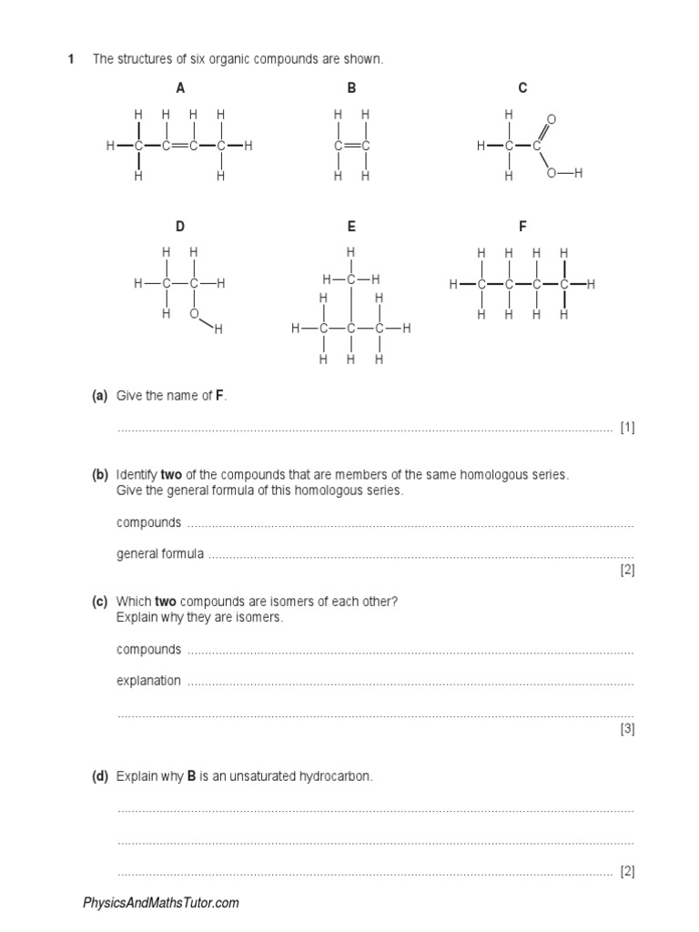 Basics of Organic Chemistry 1 QP | PDF | Alkane | Acid