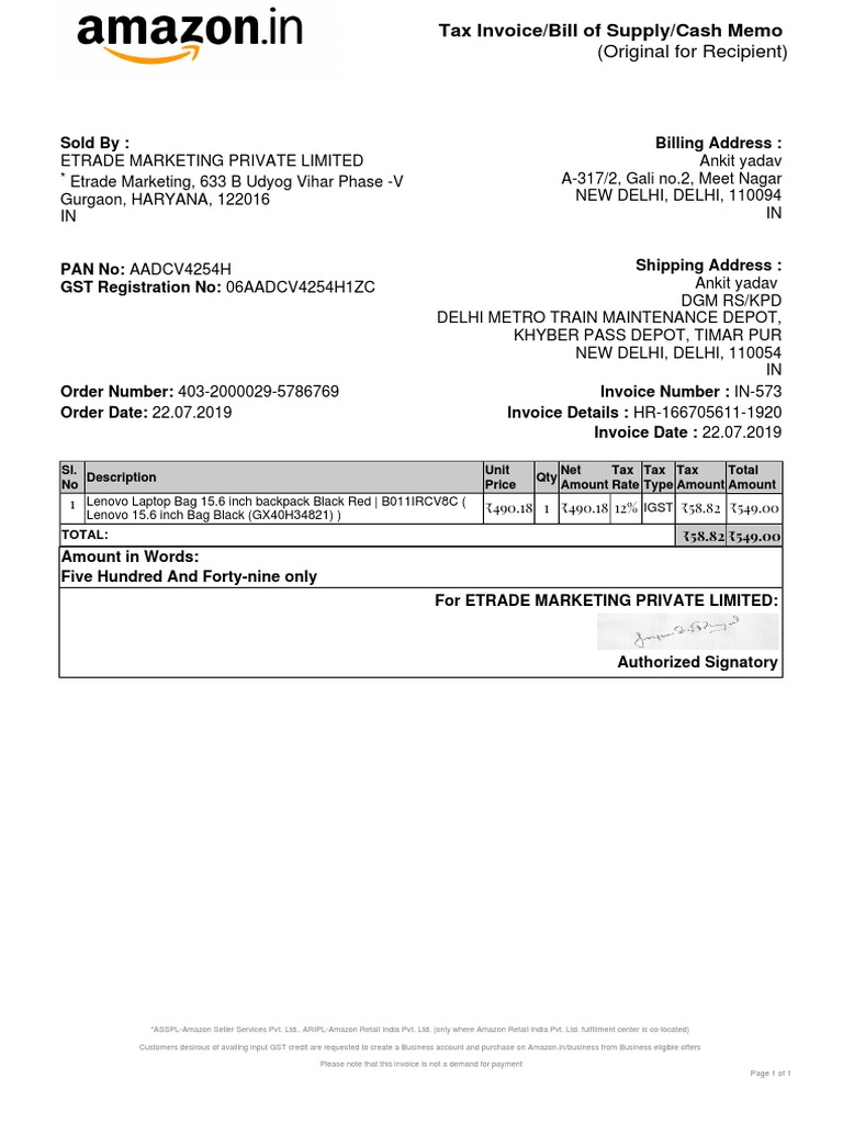 Invoice bag.pdf | Invoice | Payments