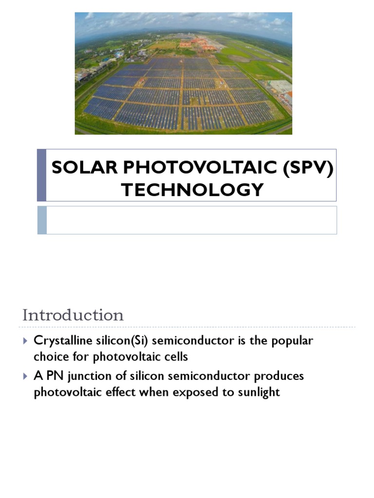 Solar Photovoltaic (SPV) Technology | PDF | Semiconductors | P–N Junction