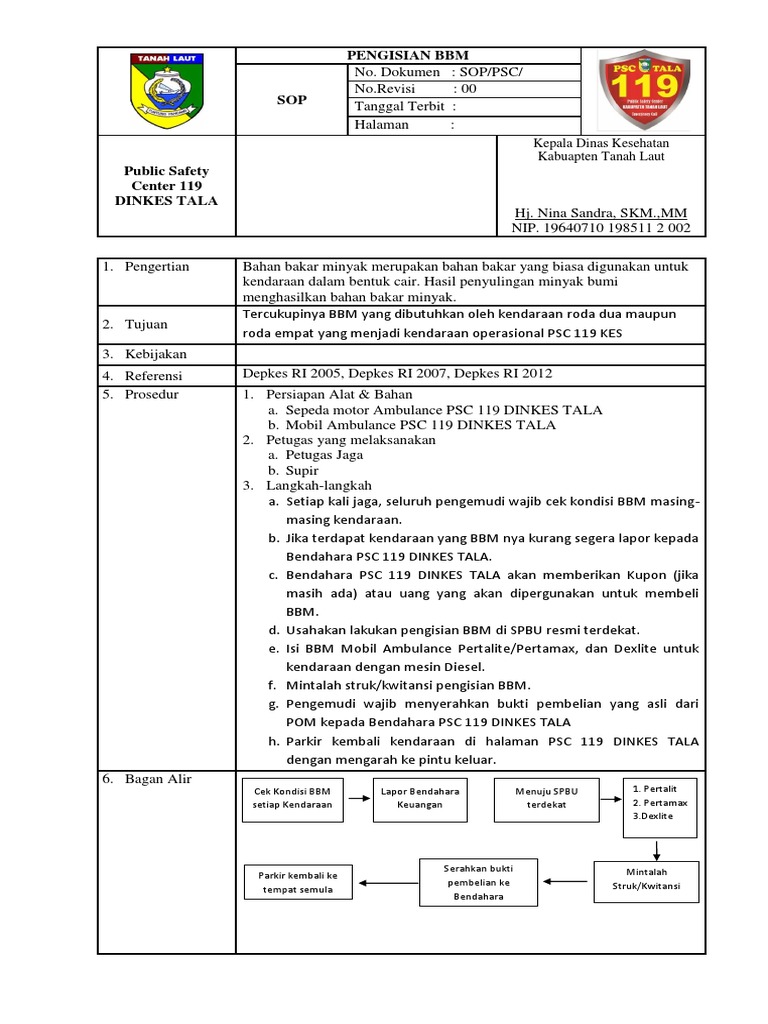 SOP Pengisian BBM di SPBU PSC 119 | PDF