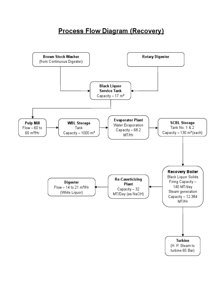 Process Flow Diagram (Recovery) : Brown Stock Washer Rotary Digester | PDF