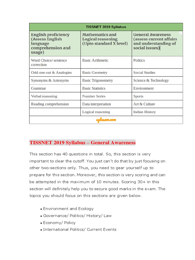 TISS Entrance For Master's. | Download Free PDF | Reading Comprehension ...