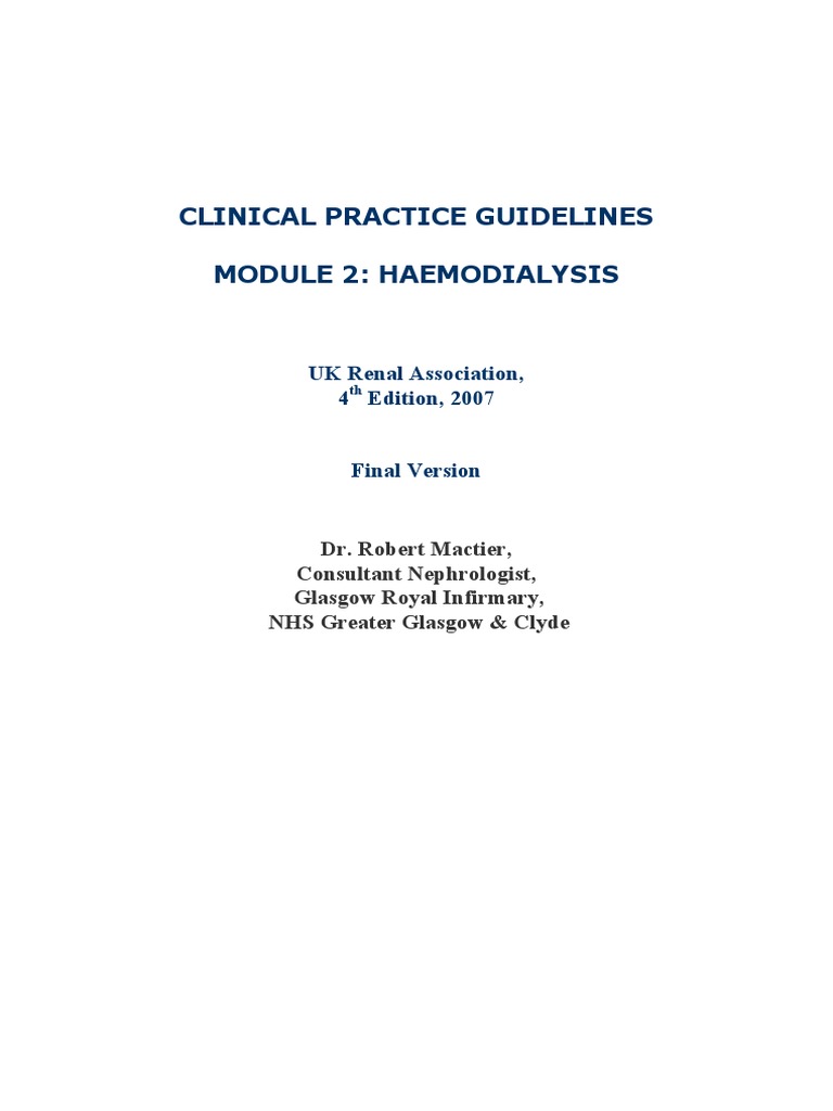 Module 3a - Haemodialysis - 4th Edition PDF | PDF | Hemodialysis | Dialysis