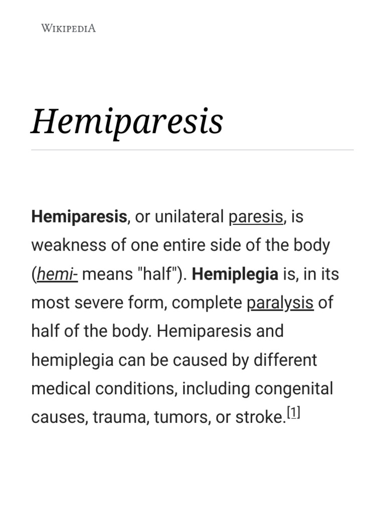 Understand Hemiparesis and Its Causes | PDF | Nervous System | Clinical ...