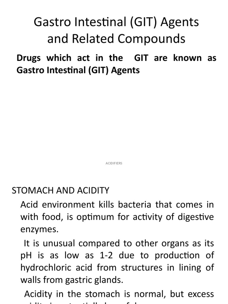 GIT Agents: Acidifiers and Their Uses | PDF | Hydrochloric Acid | Stomach