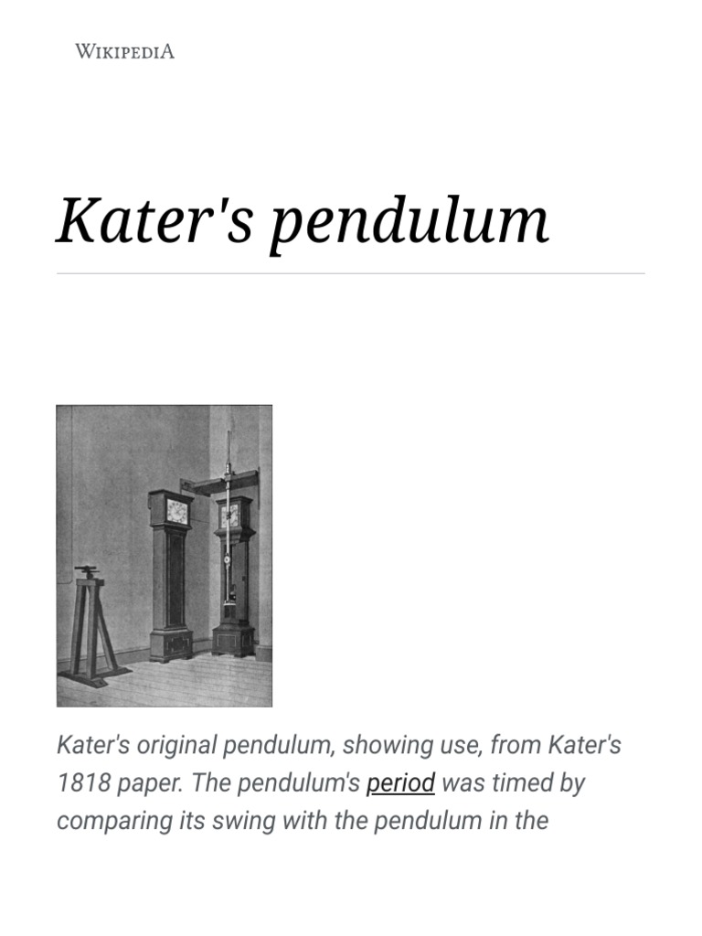 Kater's Pendulum - Wikipedia PDF | PDF | Pendulum | Mechanics
