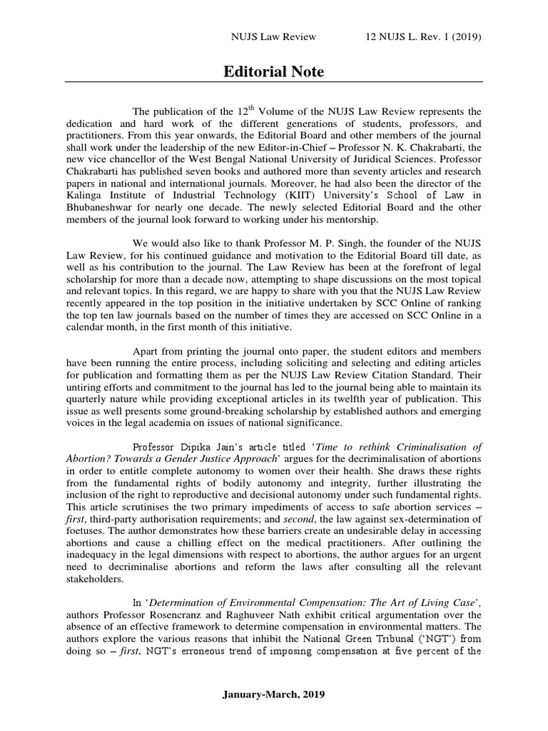 Editorial Note | PDF | Law Review | Prison