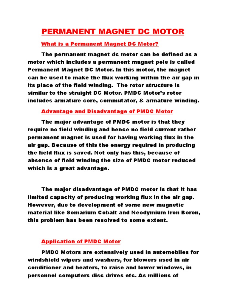 Permanent Magnet DC Motor | PDF | Electric Motor | Electrodynamics