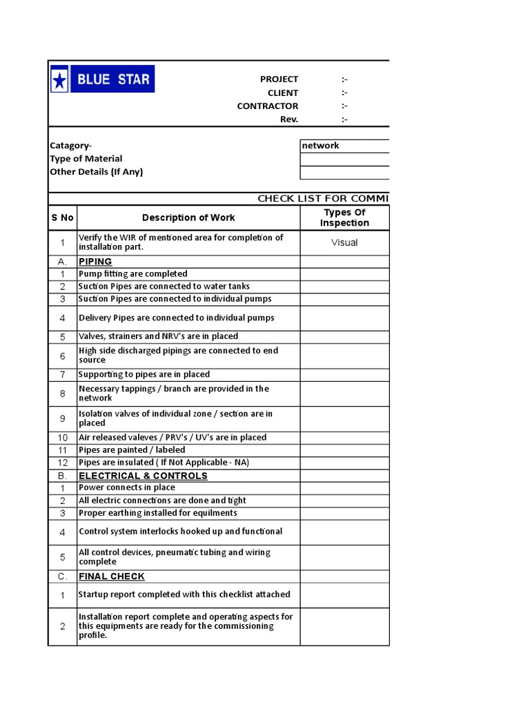 Building Commissioning Checklist | PDF | Pump | Pipe (Fluid Conveyance)