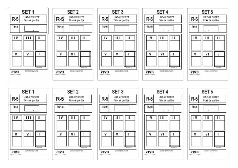 Volleyball Line-Up Sheets R-5 | PDF