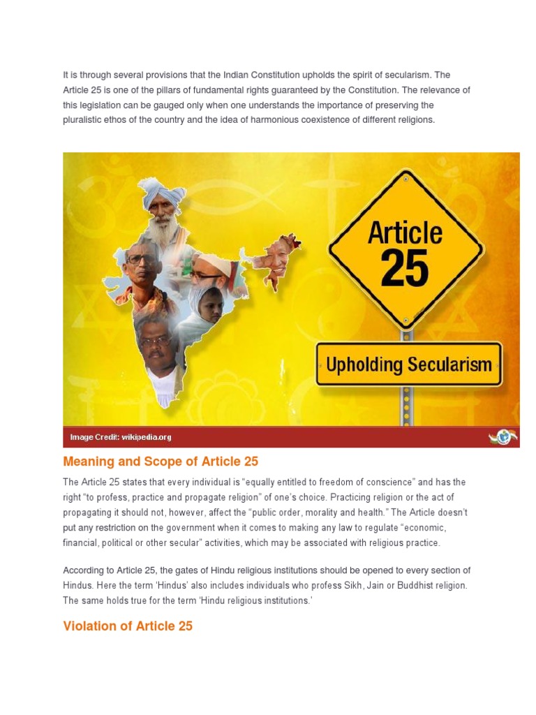 Understanding Article 25 of the Indian Constitution | PDF | Social Science