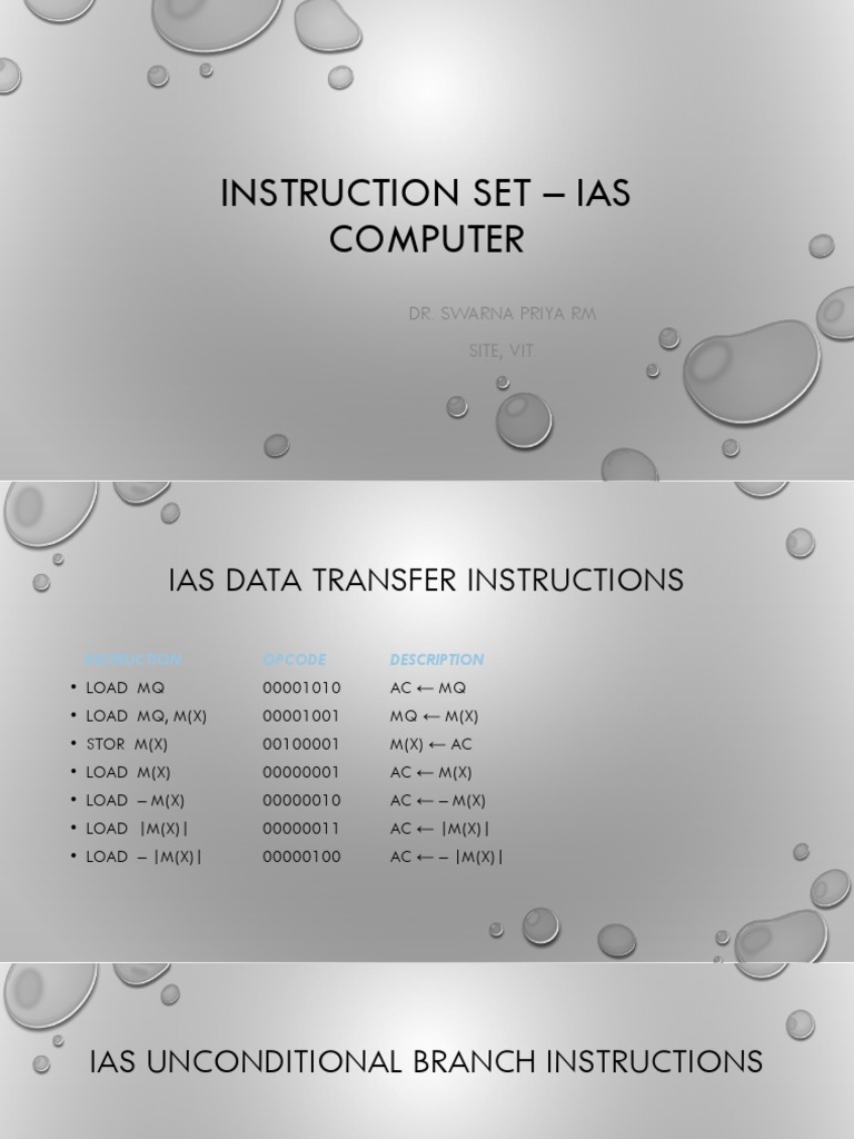 4-Instruction Set - IAS Computer-18-Jul-2019Material I 18-Jul-2019 Instruction Set Ias | PDF ...