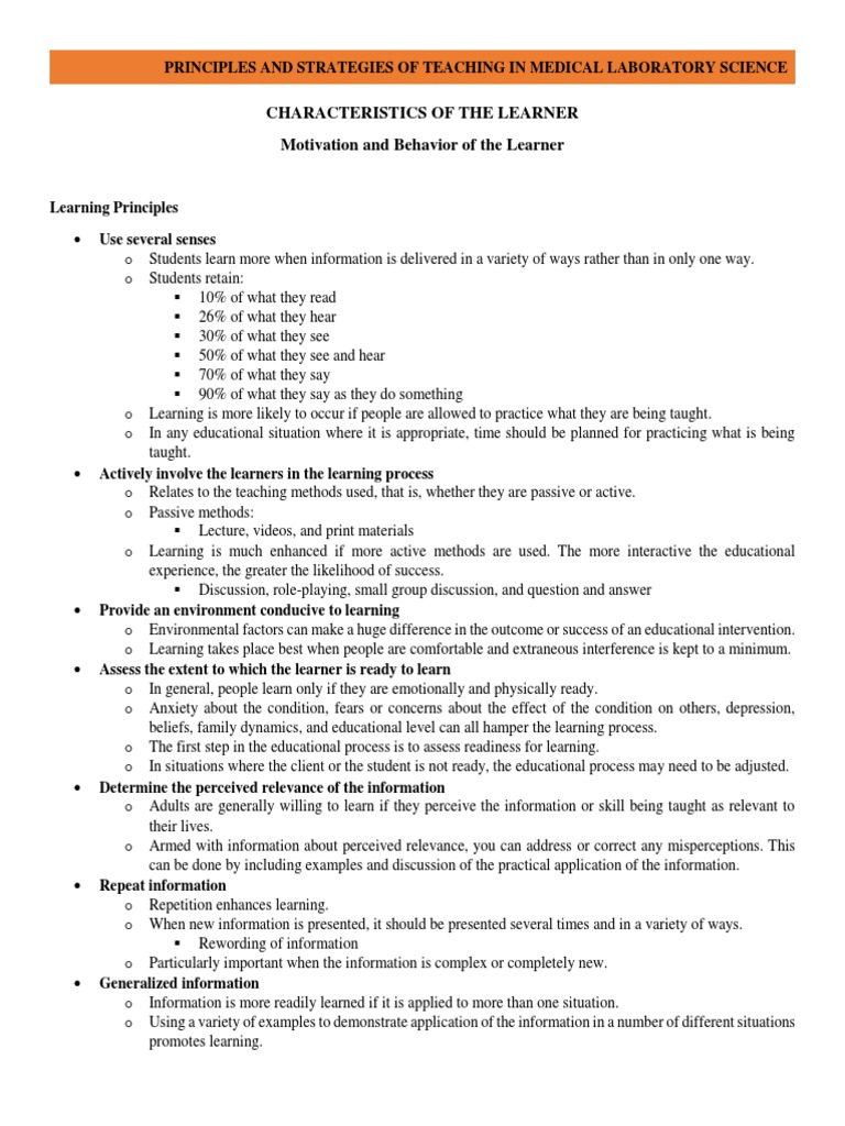 Characteristics of The Learner Motivation and Behavior of The Learner ...