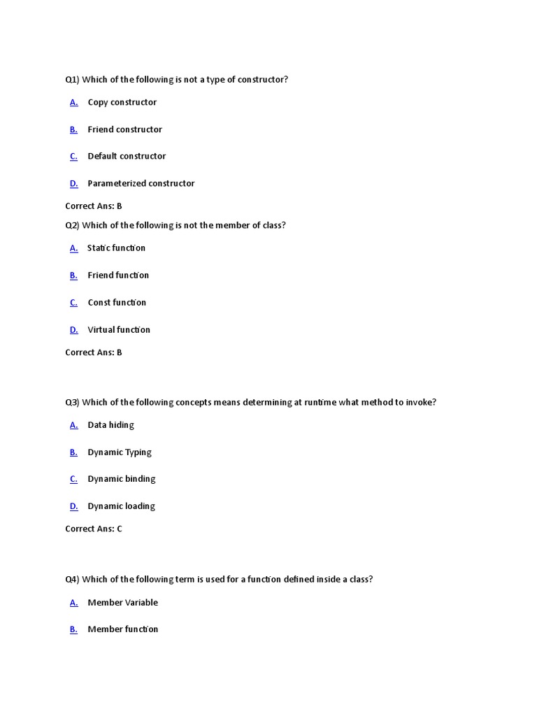 Oops Interview Questions Pdf Constructor Object Oriented Programming Programming