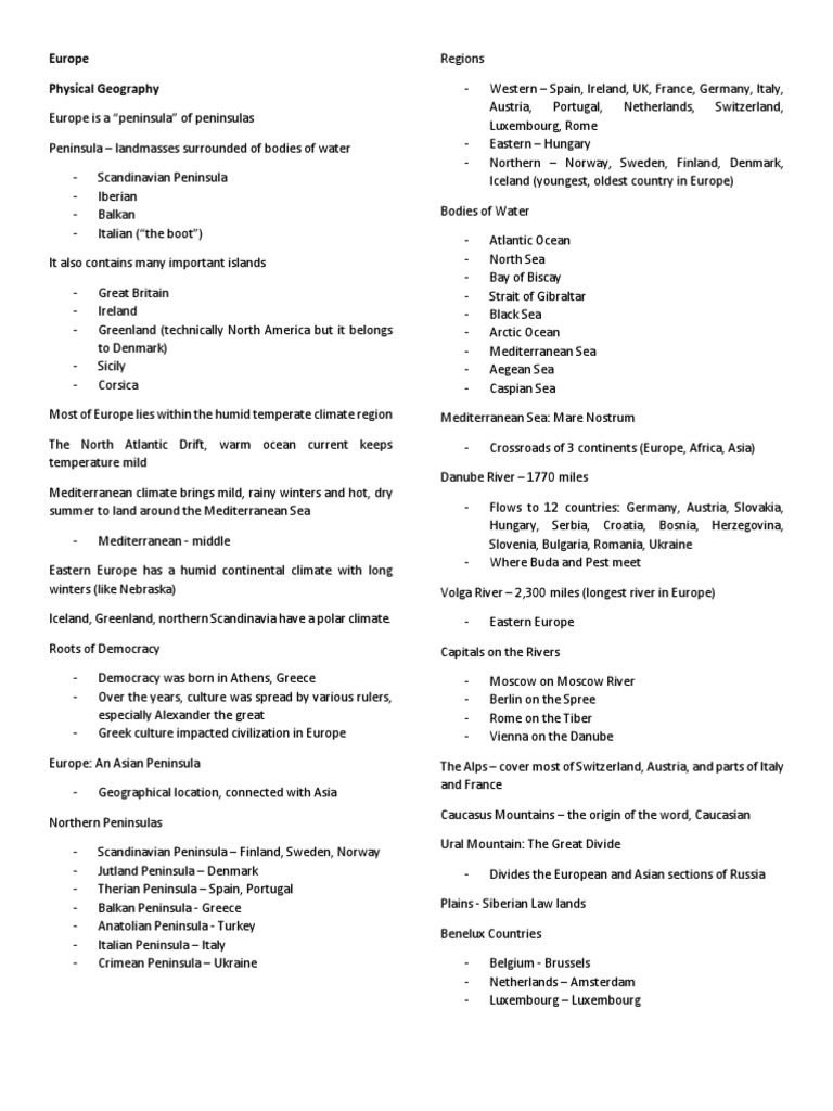 Europe Physical Geography | PDF | Eastern Europe | Europe Travel