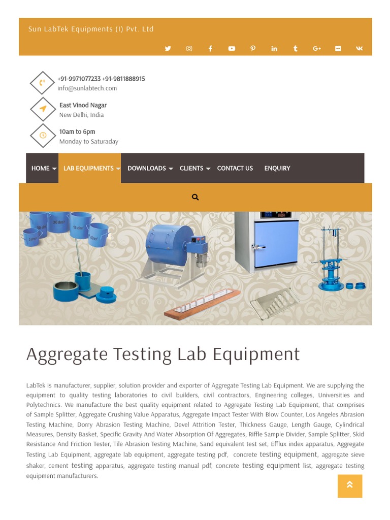 Aggregate Testing Lab Equipment - Sun Labtek Equipments (I) Pvt. Ltd ...