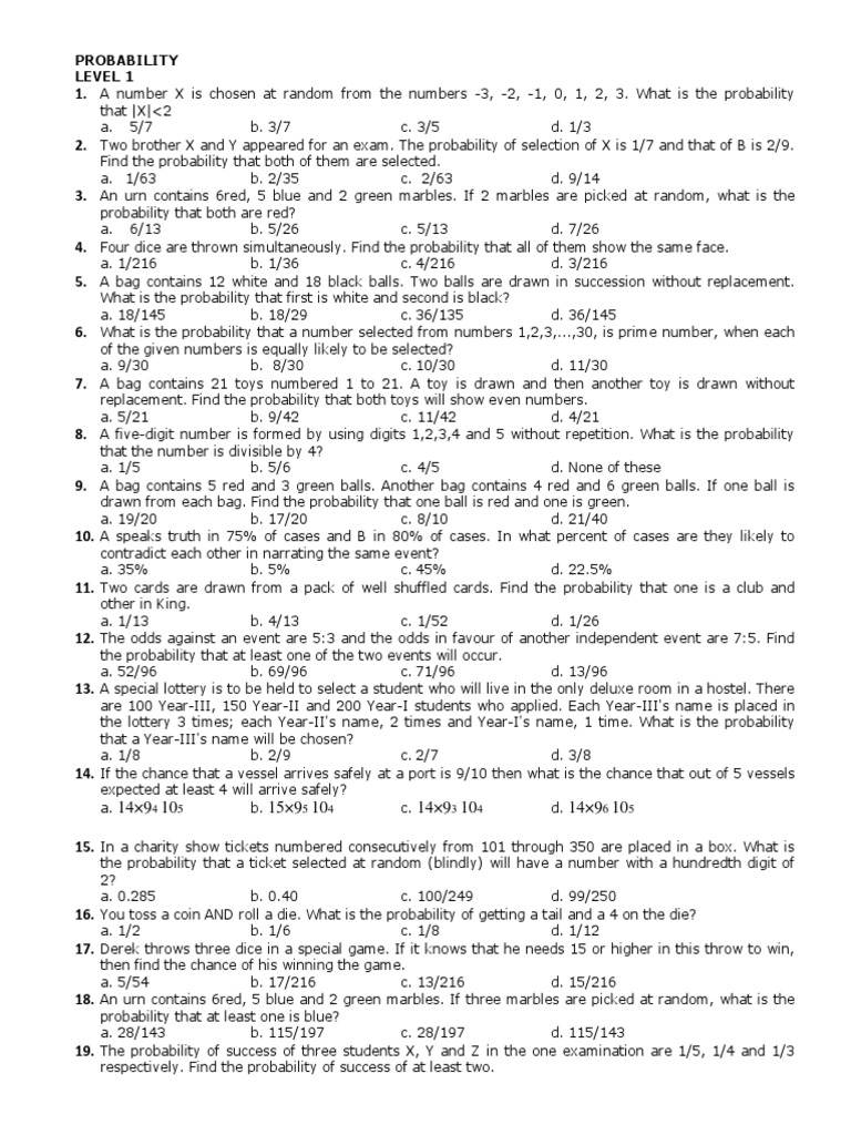Probability, Permutation and Combination | PDF | Odds | Probability