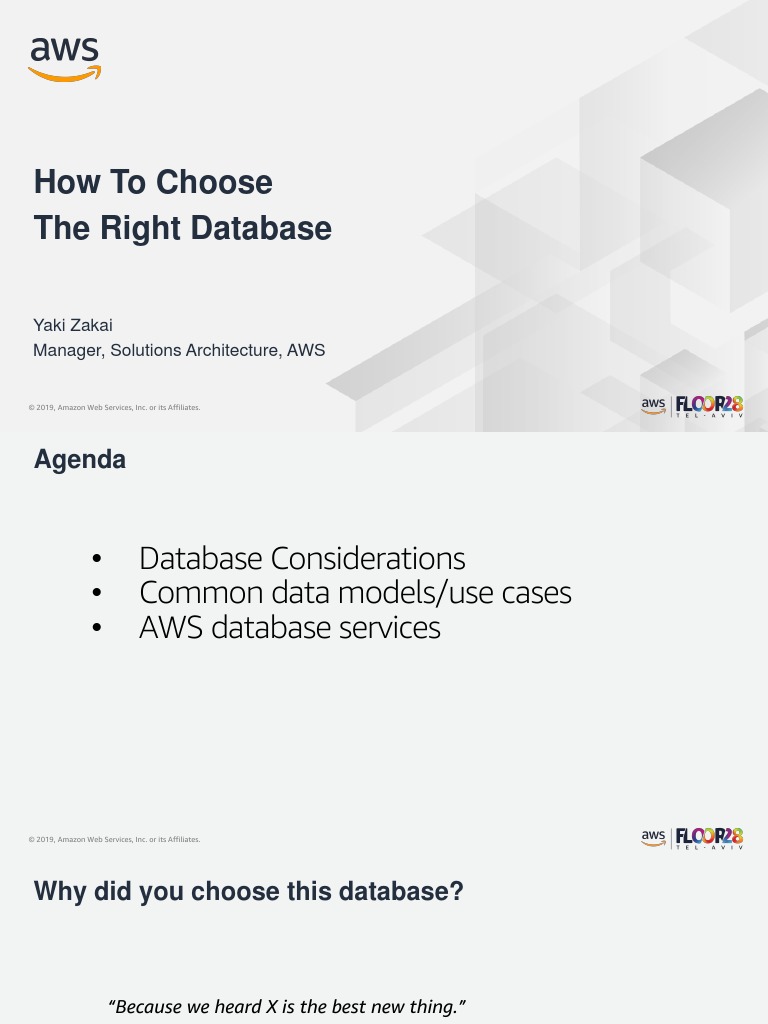 The Right Database | PDF | Amazon Web Services | Databases
