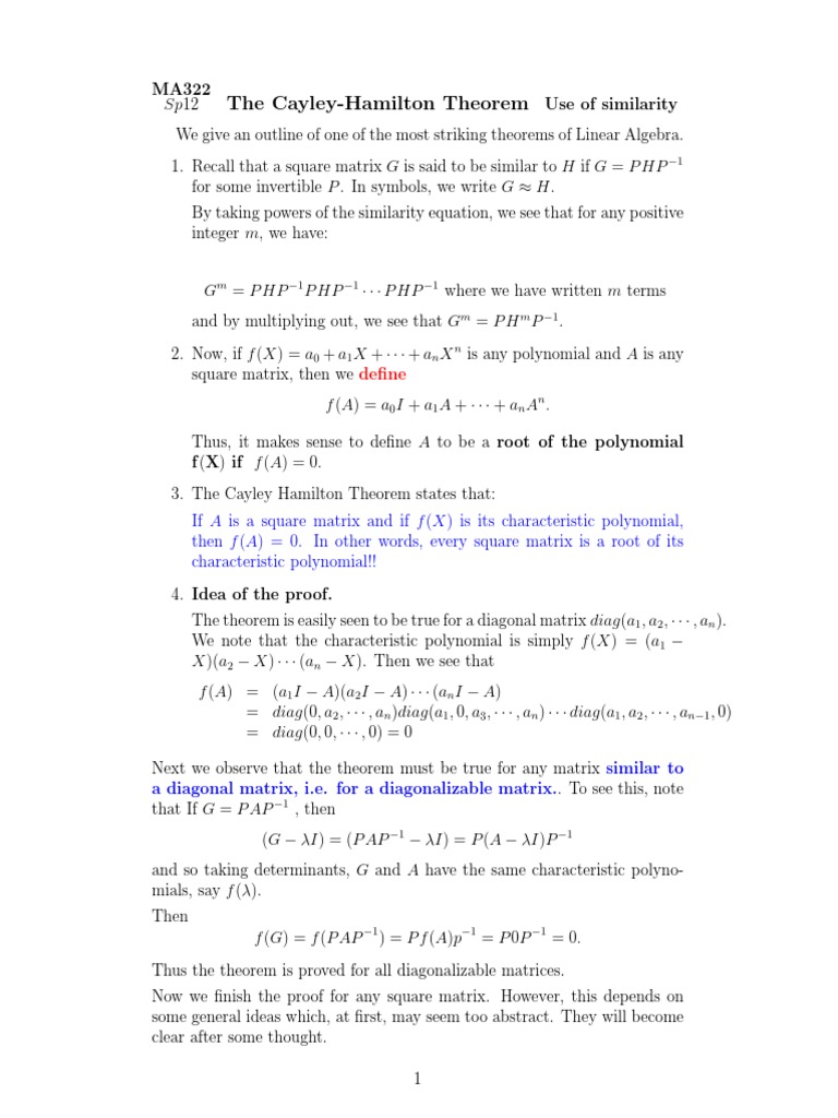 Cayley Hamilton | PDF | Matrix (Mathematics) | Matrix Theory