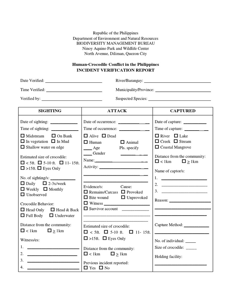Incident Verification Report Form v1 | PDF | Habitat | Ecology
