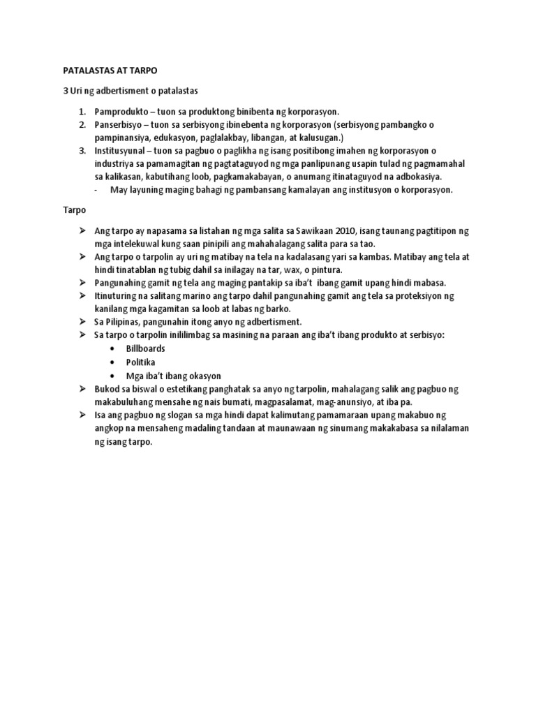 Patalastas at Tarpo | PDF