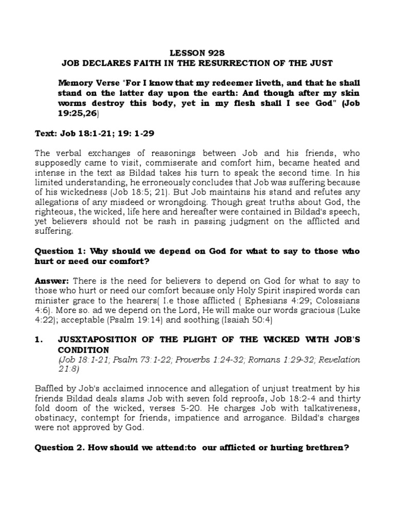 Job's Faith in the Resurrection | PDF | Resurrection | Last Judgment