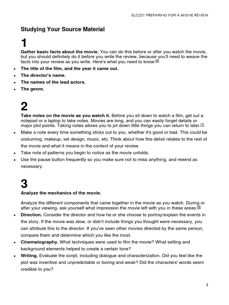 Guides To Write A Movie Review | PDF | Filmmaking | Cinematography