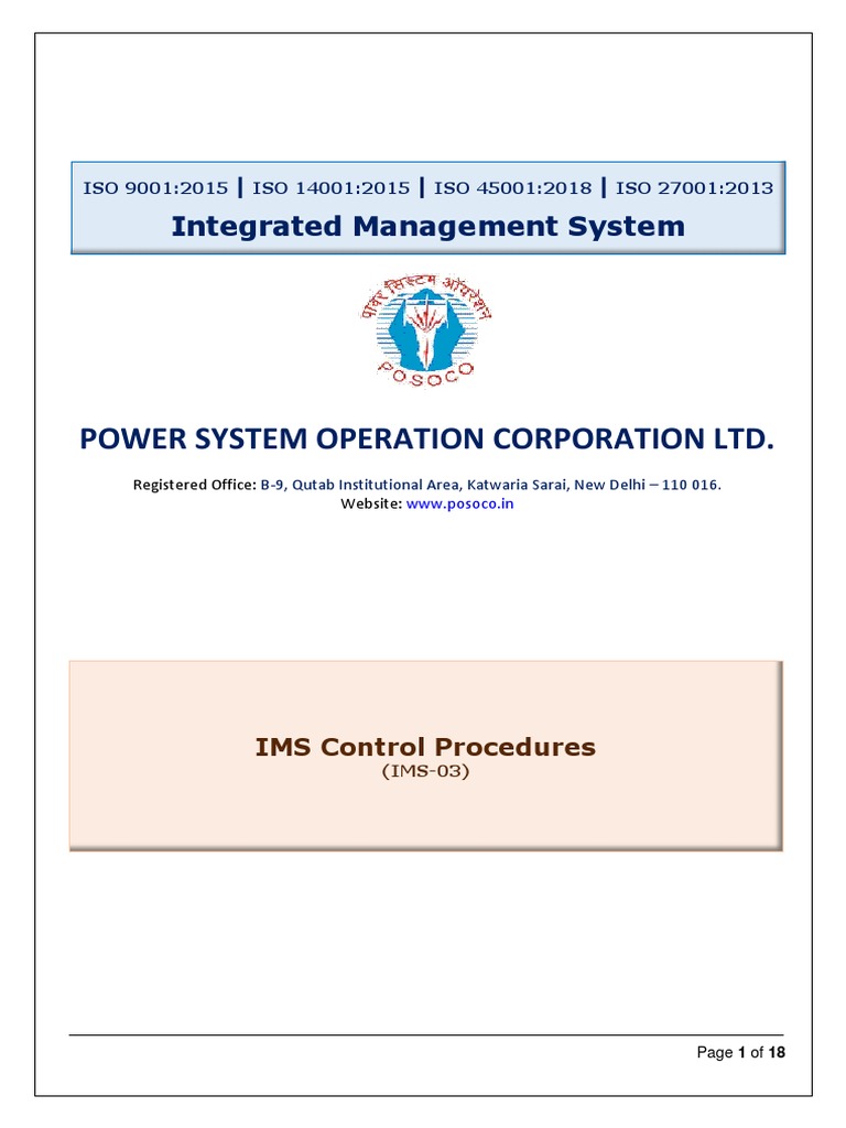 IMS-03 IMS Control Procedures | PDF | Internal Audit | Auditor's Report