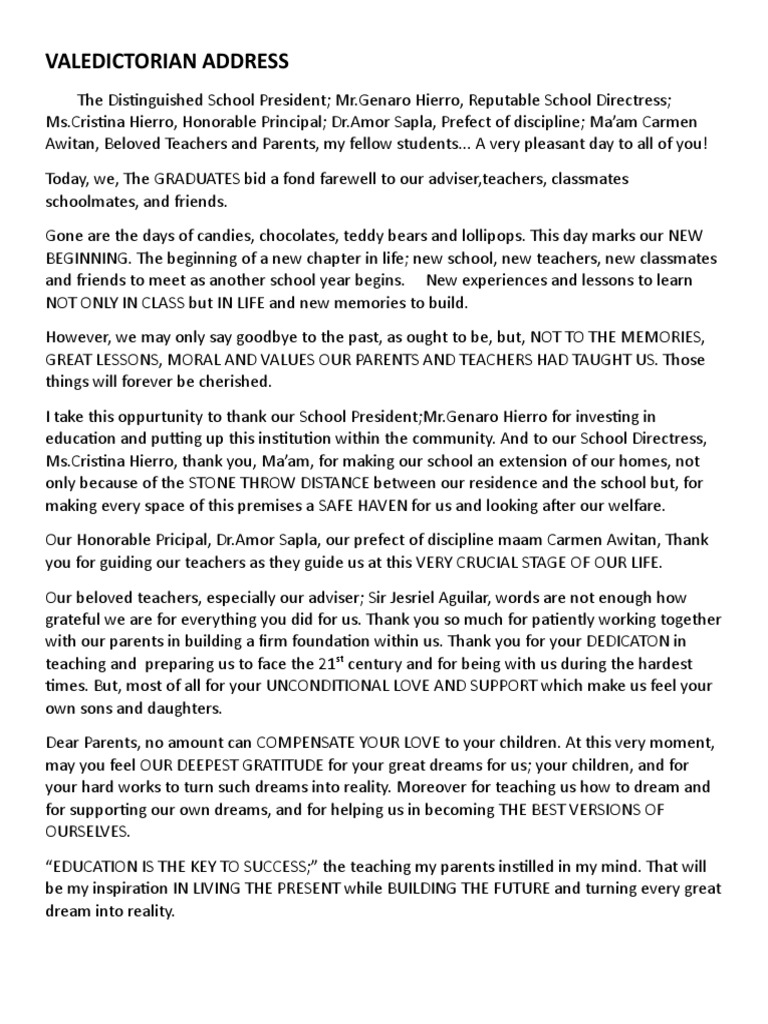 Valedictorian Address | PDF