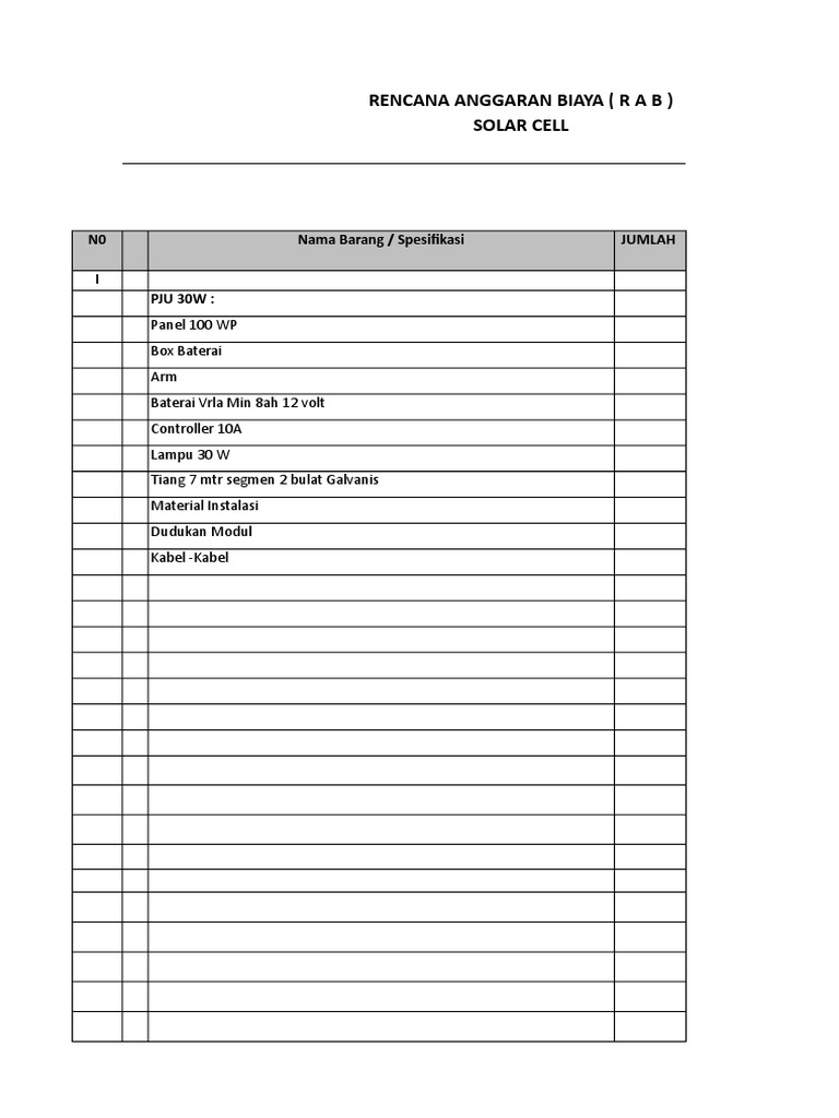 RAB PJU Tenaga Surya dan Multimedia | PDF