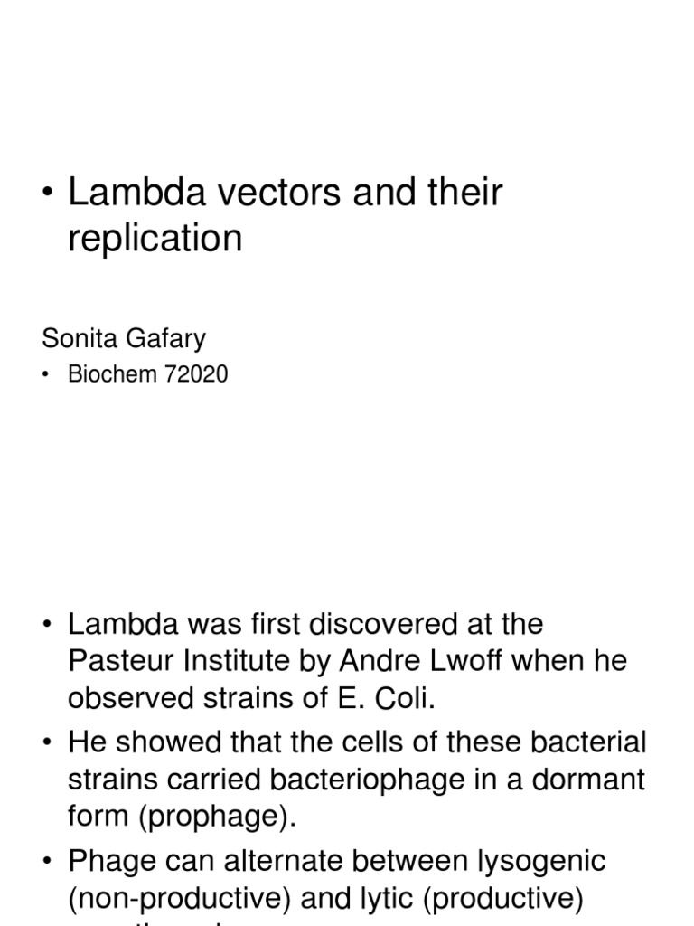 Lambda Vectors and Their Replication | PDF | Plasmid | Molecular Cloning