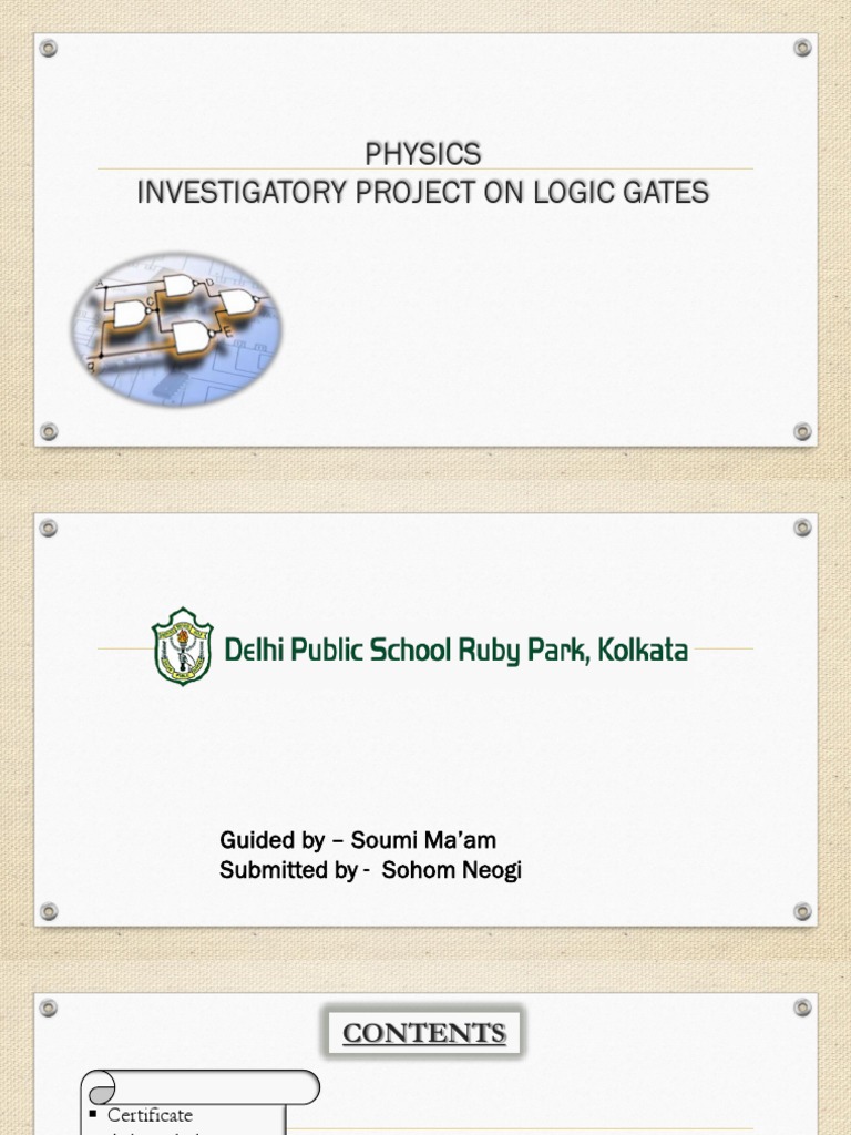 Physics Investigatory Project On Logic G | PDF | Logic Gate | Boolean ...