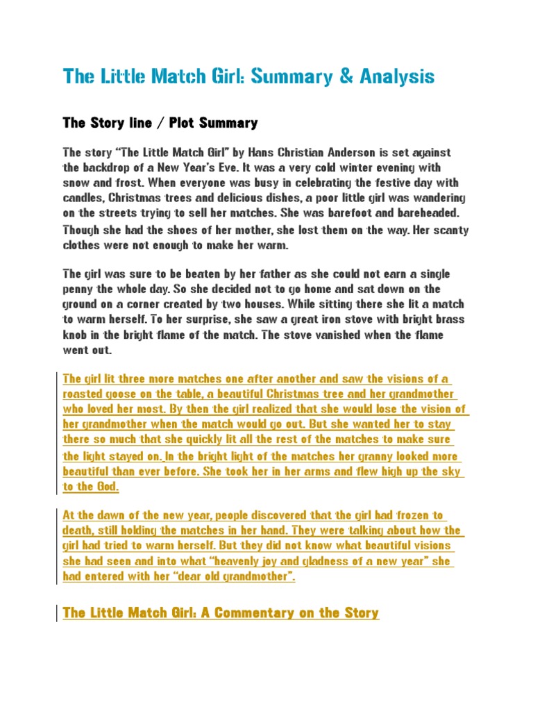 The Little Match Girl: Summary & Analysis | PDF