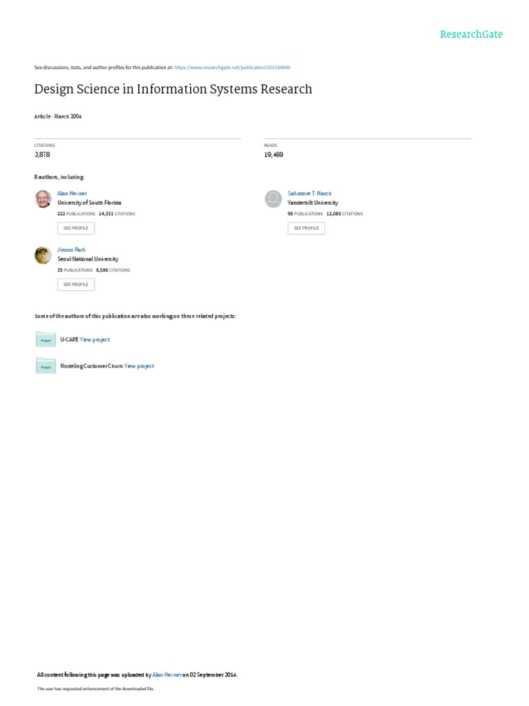 Design Science in Information Systems Research: March 2004 | PDF ...