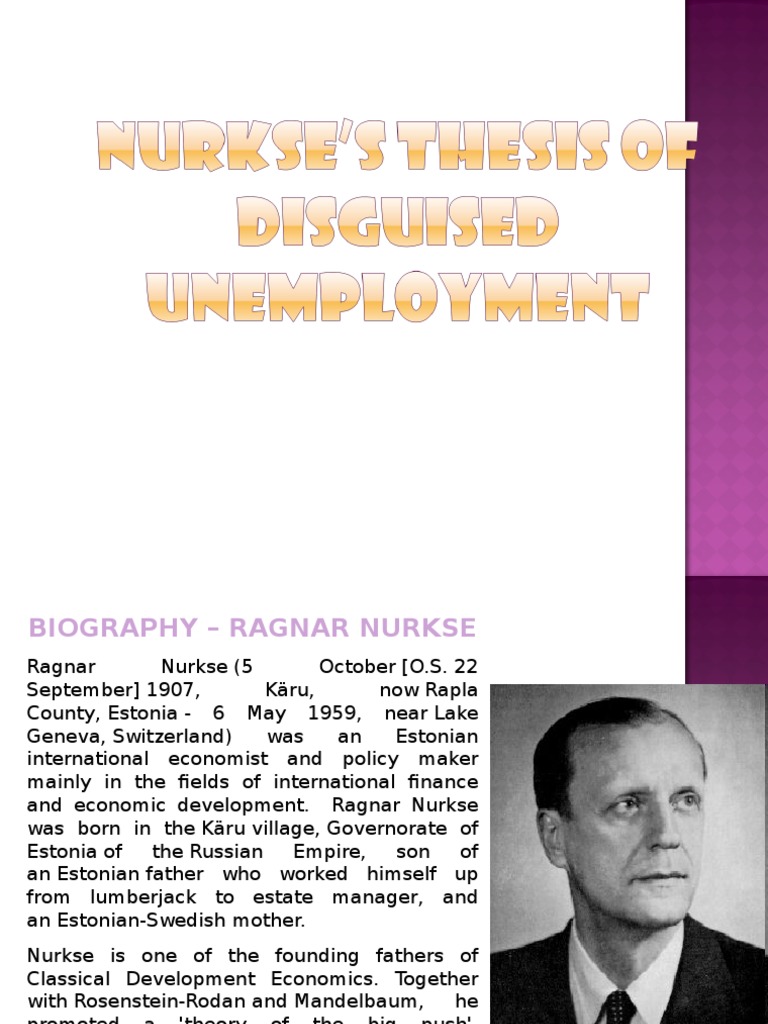 Understanding Disguised Unemployment and its Role in Capital Formation ...