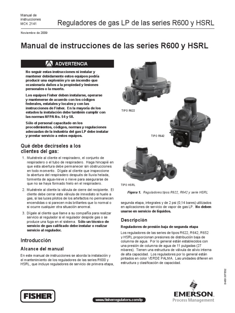 Instruction Manual R600 Hsrl Series Lp Gas Regulators Fisher Es 140498