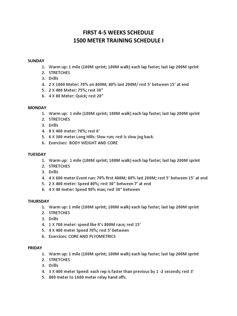 1500m Training Special Runners | PDF | Athletics | Racing