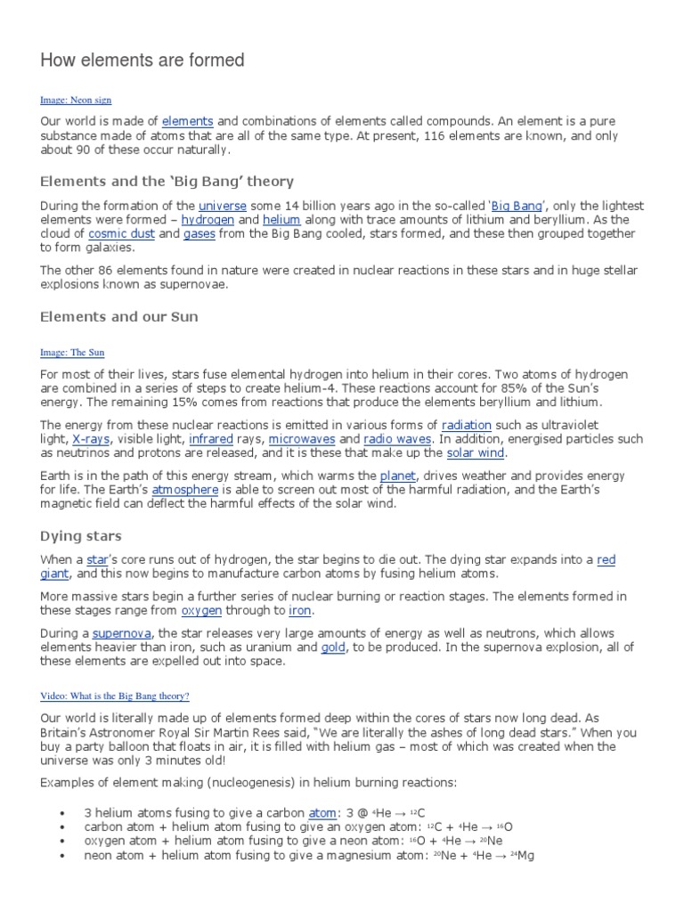 How Elements Are Formed | PDF | Nuclear Fusion | Nuclear Reaction