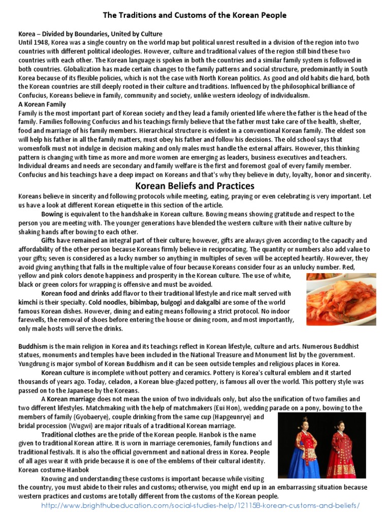 Korean Beliefs and Traditions 2019 | PDF | Korean Cuisine | Korea