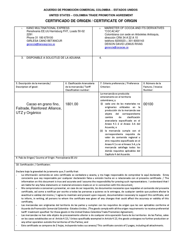 Certificado de Origen | PDF | Business