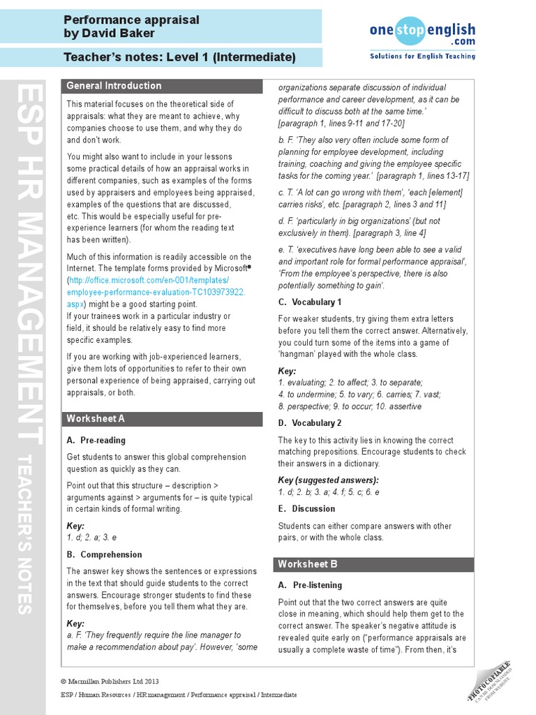 HR Performance Appraisal Level1 | PDF | Performance Appraisal ...