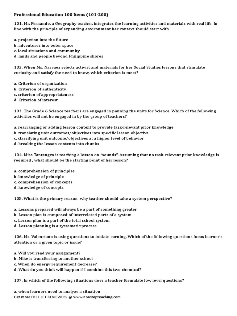 Prof ED | PDF | Test (Assessment) | Teachers