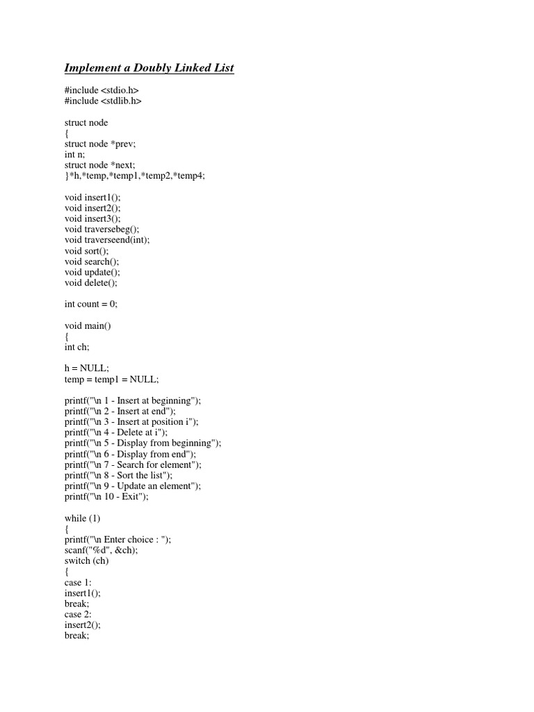 Implement A Doubly Linked List | PDF | Data Management | Software Engineering