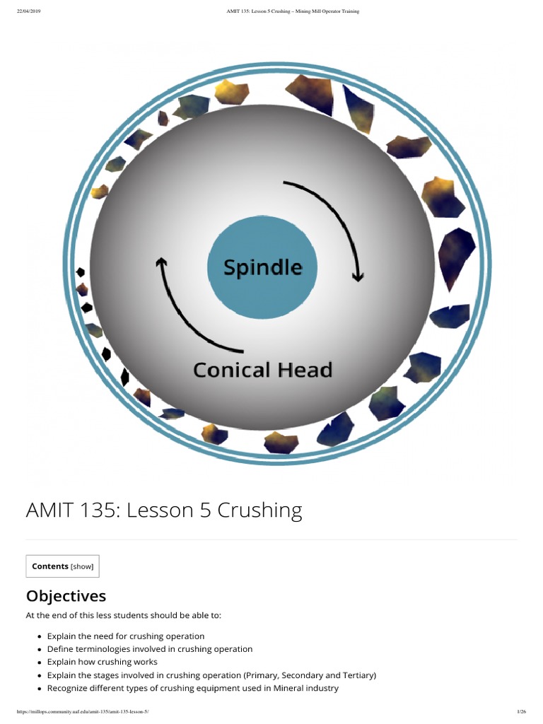 AMIT 135 - Lesson 5 Crushing - Mining Mill Operator Training | PDF ...