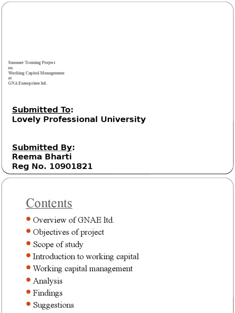 Working Capital Management Analysis at GNAE | PDF | Working Capital ...