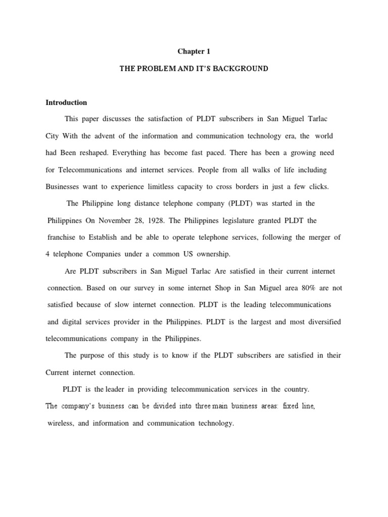 A Research Study On Understanding The Customers Satisfication of PLDT ...