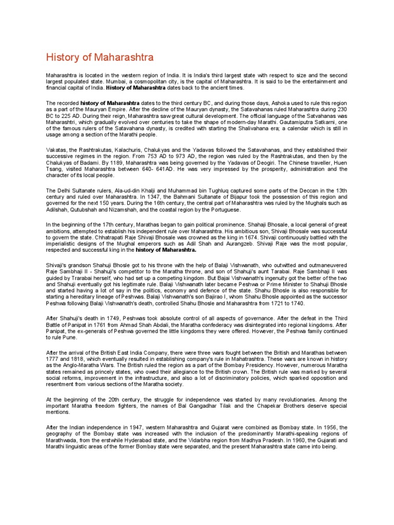 History of Maharashtra | PDF | Clothing | Foods