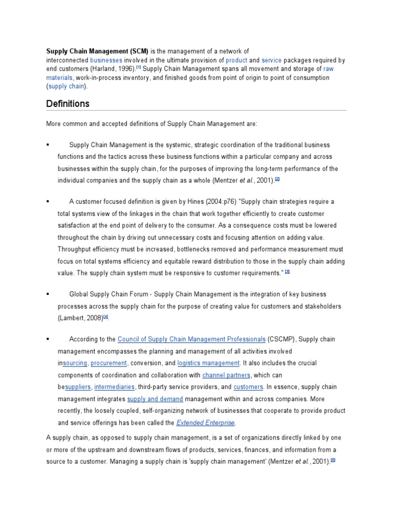 Supply Chain Management | PDF | Supply Chain | Supply Chain Management