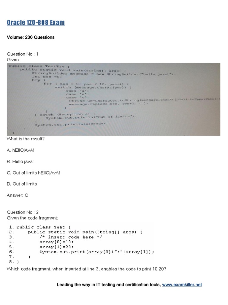 Demo Java 8 Programmer I Pdf C Programming Language Java Programming Language 8573